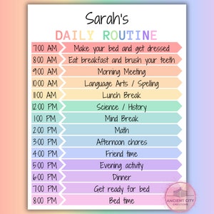 Kids Daily Schedule Template Printable Homeschool Daily Routine Kids ...