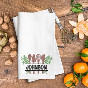 Custom Tea Towel Last Name Kitchen Bridal Shower Gifts Kitchen Decor ...