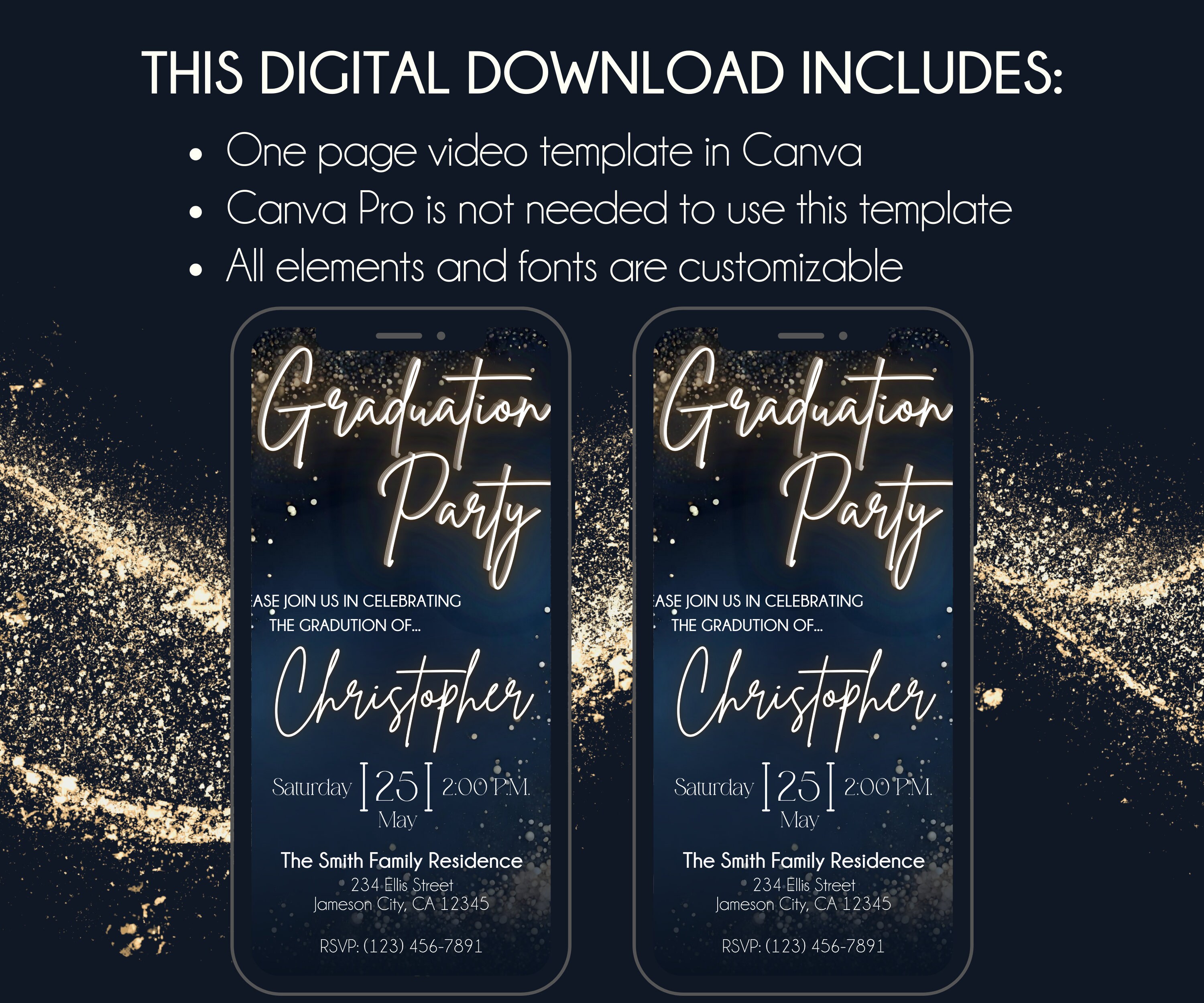Graduation Video Invitation Animated Invitation Text Message Invite ...