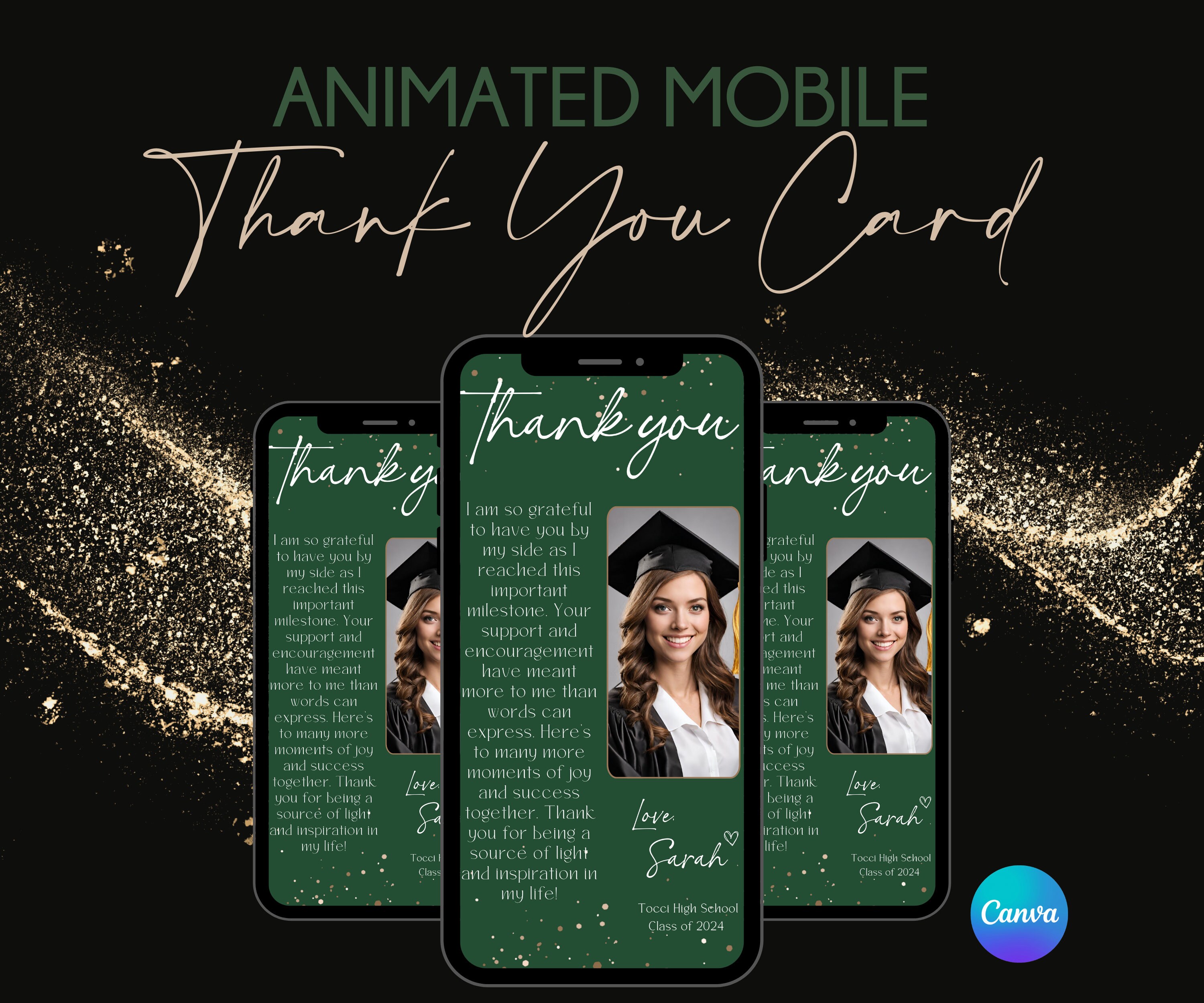 Digital Graduation Thank You Card Template Graduation Thank You Cards ...