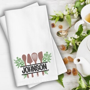 Custom Tea Towel Last Name Kitchen Bridal Shower Gifts Kitchen Decor ...