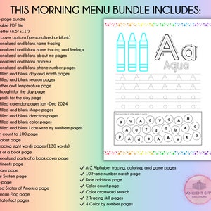 Printable Homeschool Preschool Worksheets Preschool Morning Menu ...