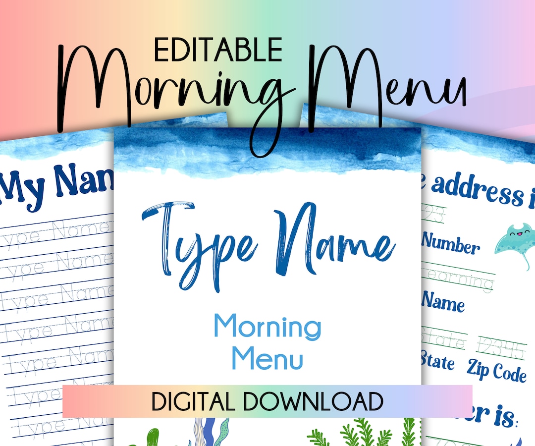 Morning Menu Homeschool Menu Alphabet Printable Homeschool Resources ...