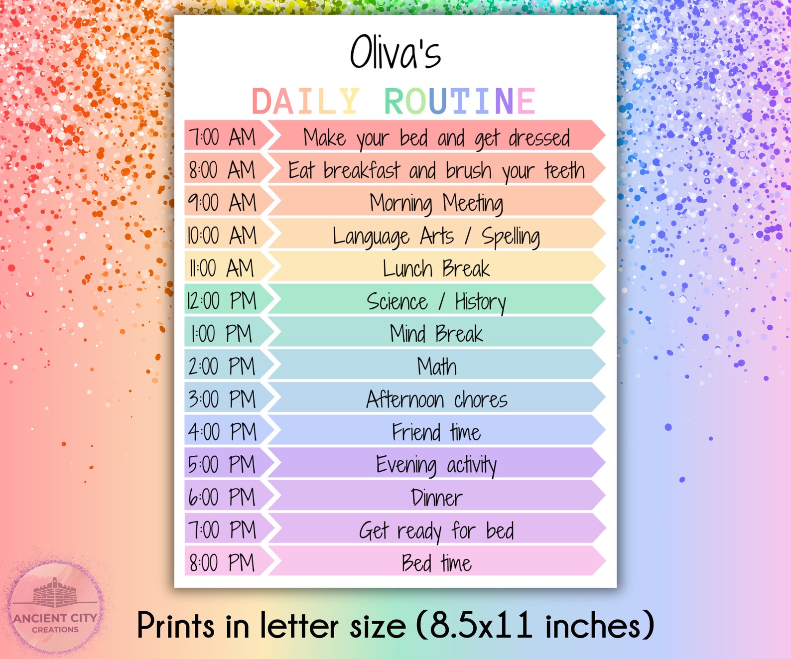 Kids Daily Schedule Template Printable Homeschool Daily Routine Kids ...