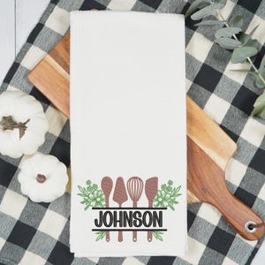 Custom Tea Towel Last Name Kitchen Bridal Shower Gifts Kitchen Decor ...
