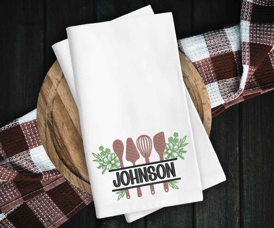 Custom Tea Towel Last Name Kitchen Bridal Shower Gifts Kitchen Decor ...
