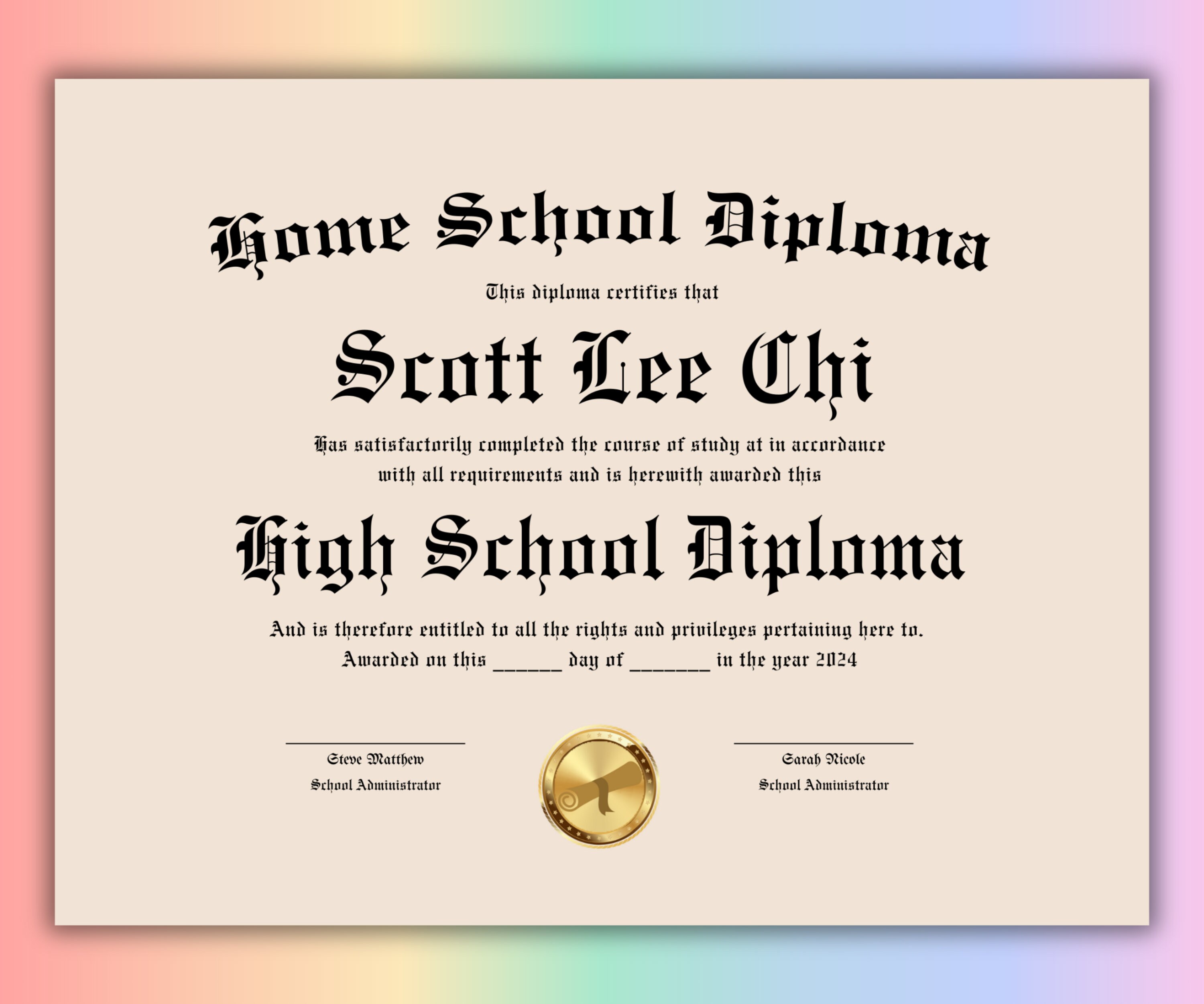 Home School Diploma Template Download Highschool Diploma High School ...