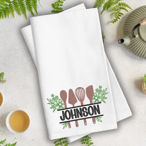 Custom Tea Towel Last Name Kitchen Bridal Shower Gifts Kitchen Decor ...