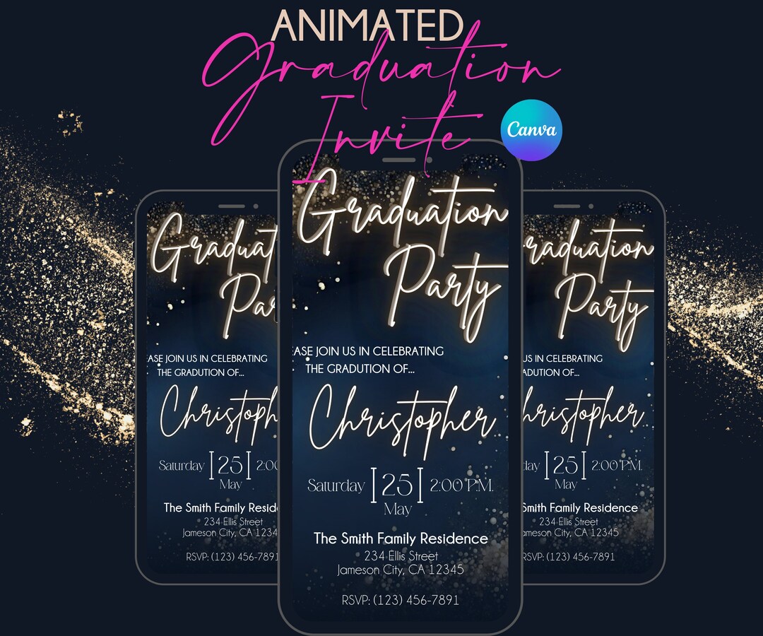 Graduation Video Invitation Animated Invitation Text Message Invite ...