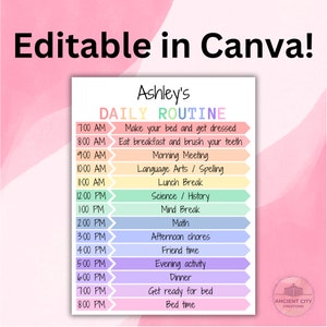Kids Daily Schedule Template Printable Homeschool Daily Routine Kids ...