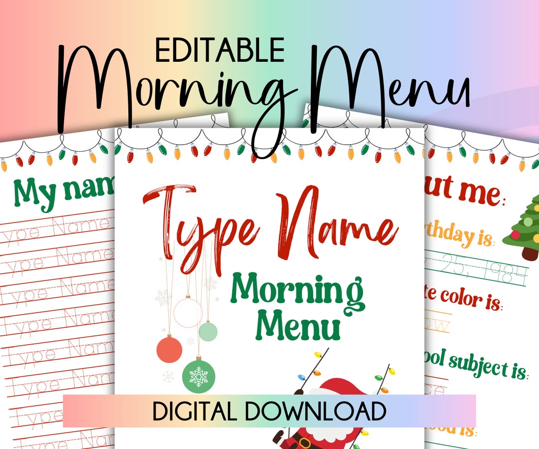 Printable Homeschool Preschool Worksheets Preschool Morning Menu ...