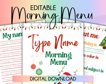 Basic Morning Menu Homeschool, Preschool Morning Menu, Toddler Morning ...