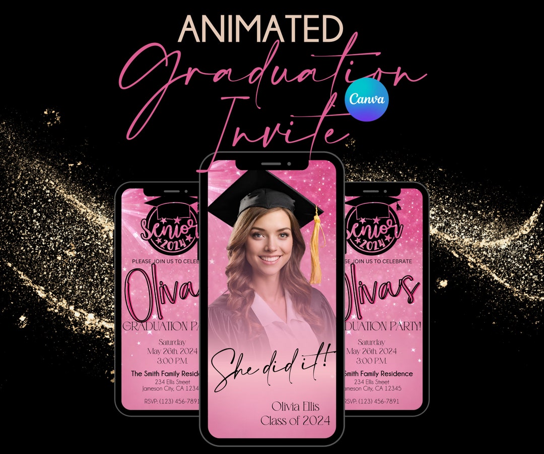 Animated Digital Graduation Party Invitation With Photo Grad Party ...