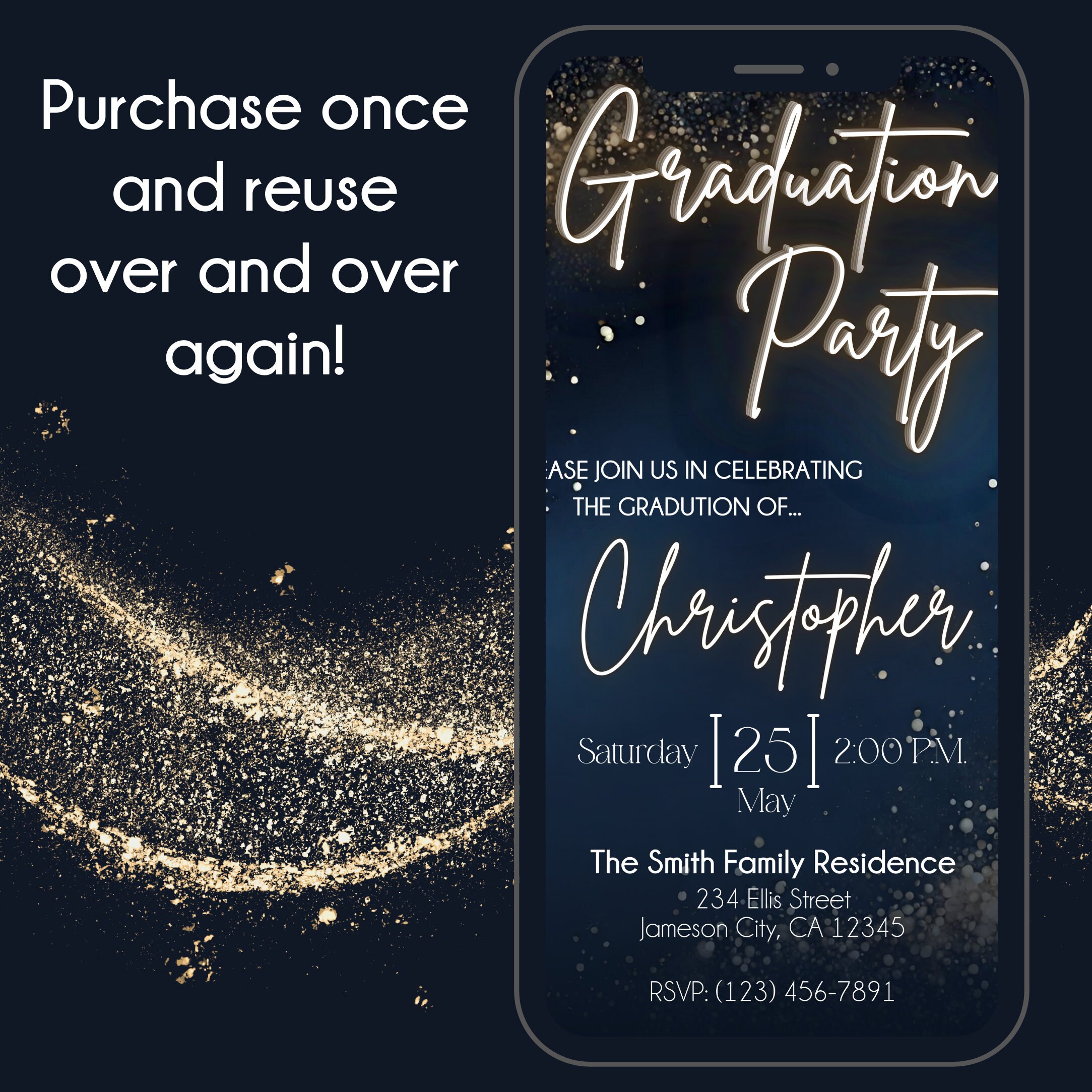 Graduation Video Invitation Animated Invitation Text Message Invite ...