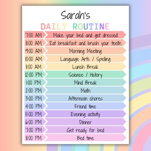 Kids Daily Schedule Template Printable Homeschool Daily Routine Kids ...