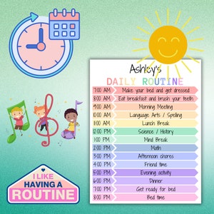 Kids Daily Schedule Template Printable Homeschool Daily Routine Kids ...