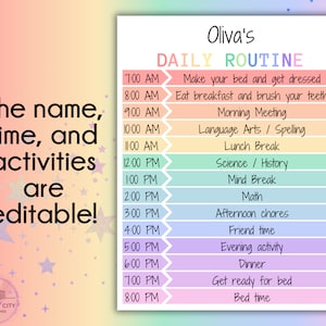 Kids Daily Schedule Template Printable Homeschool Daily Routine Kids ...