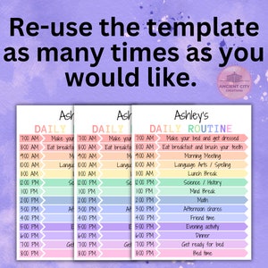 Kids Daily Schedule Template Printable Homeschool Daily Routine Kids ...