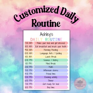 Kids Daily Schedule Template Printable Homeschool Daily Routine Kids ...
