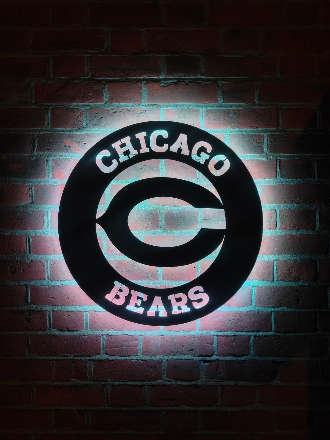 Chicago Bears Metal Wall Light American Football Light Football Metal ...