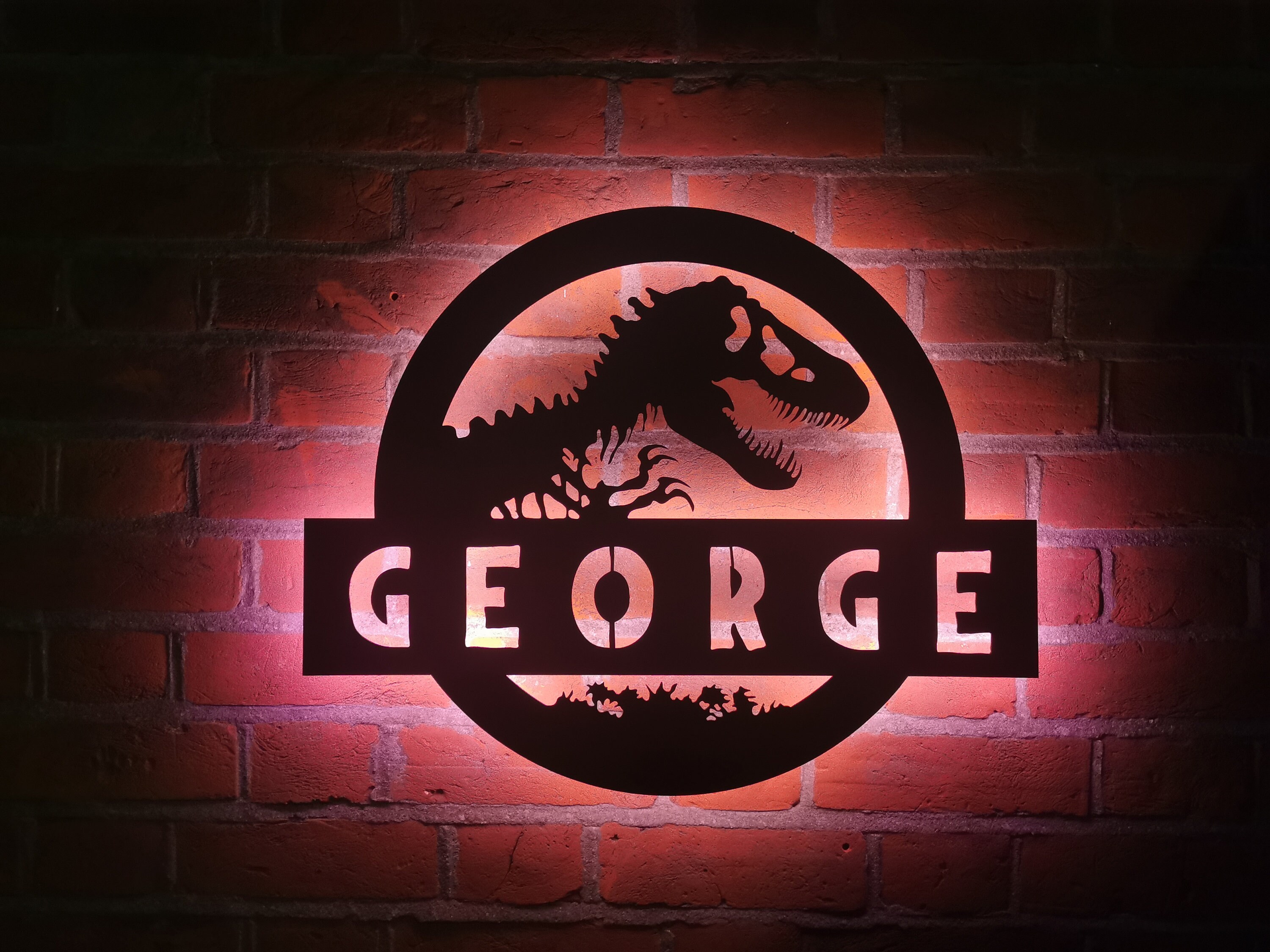 Personalised T-rex Metal Wall LED Light Night Light T Rex - Etsy UK