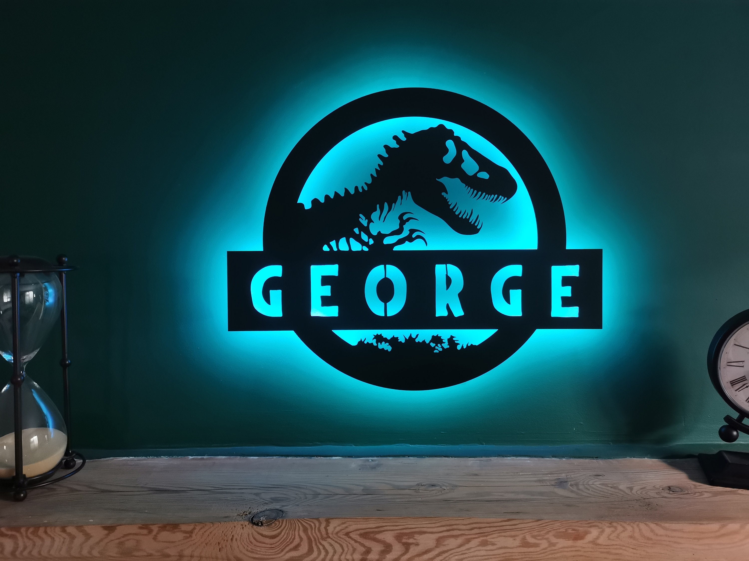 Personalised T-rex Metal Wall LED Light Night Light T Rex - Etsy UK