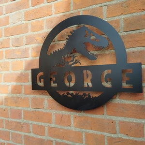 Personalised T-rex Metal Wall LED Light, Night Light, T Rex Light ...