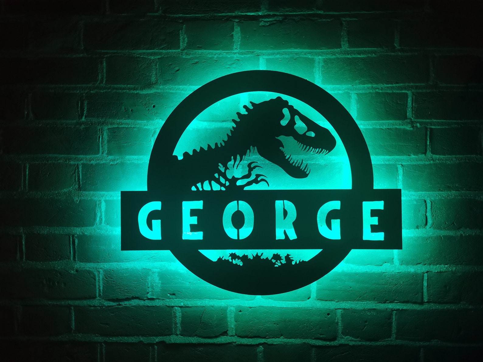 Personalised T-rex Metal Wall LED Light Night Light T Rex - Etsy UK