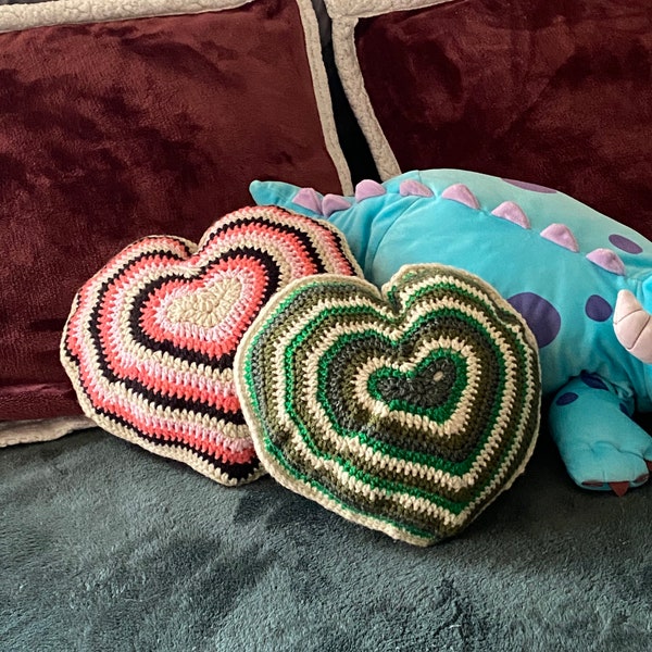 Crochet Heart Pillow - Etsy