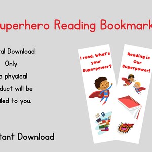 Superhero Bookmarks Printable About Reading and Books - Etsy