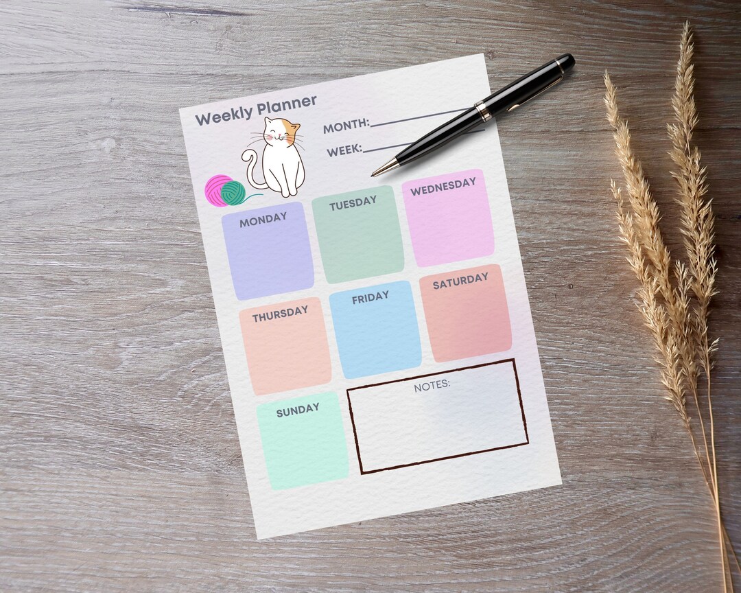 Printable One-page Cat Planner | Digital Download | DIY Cat Lover ...