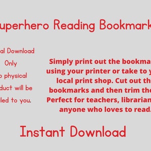 Superhero Bookmarks Printable About Reading and Books - Etsy