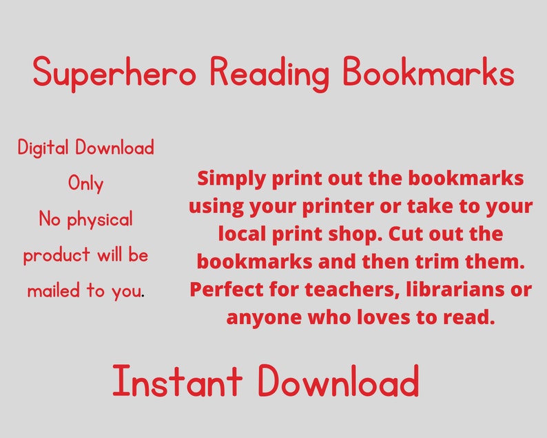 Superhero Bookmarks Printable About Reading and Books - Etsy