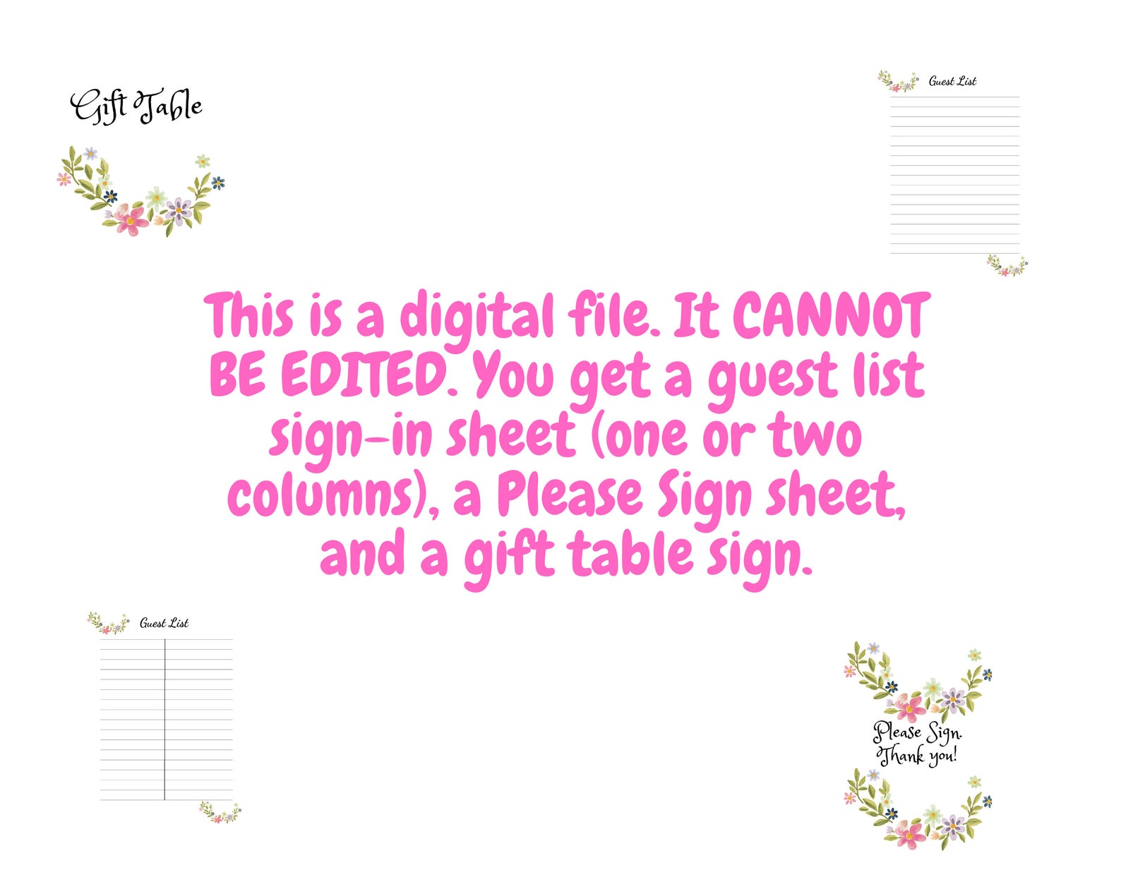 Wedding Guest Sign in Sheet Baby Shower Guest Sign in Sheet | Etsy