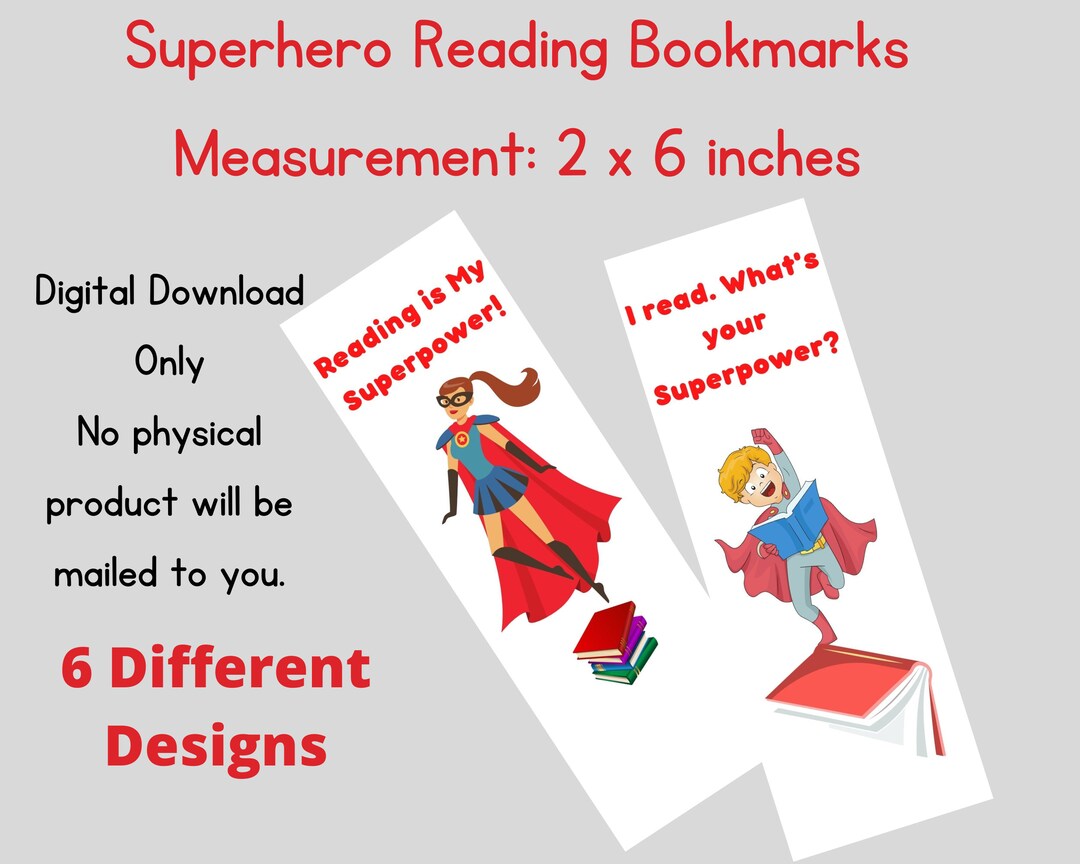 Superhero Bookmarks Printable About Reading and Books - Etsy