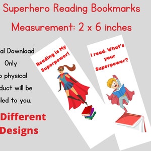 Superhero Bookmarks Printable About Reading and Books - Etsy