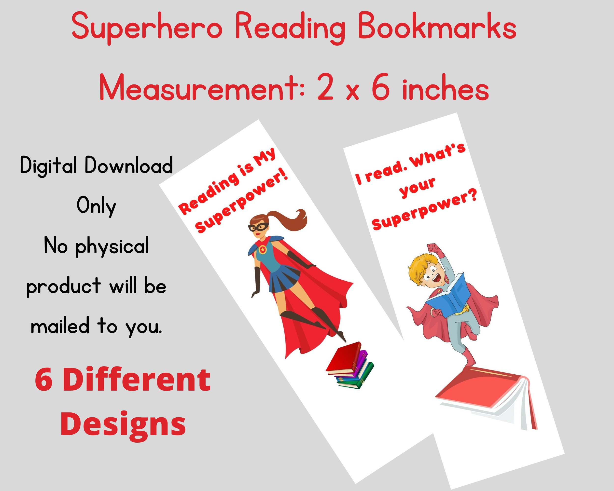 Superhero Bookmarks Printable About Reading and Books - Etsy