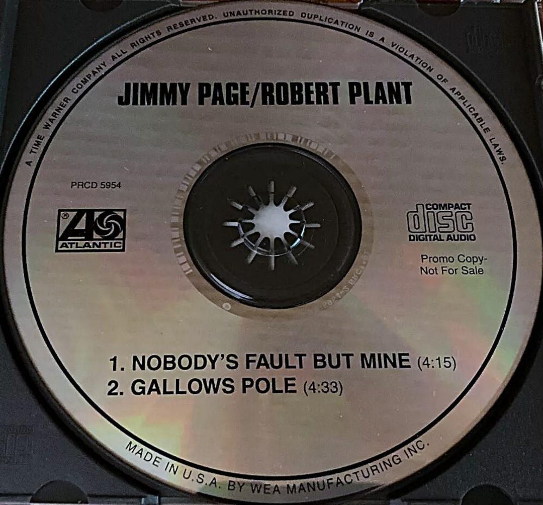 Jimmy Page Robert Plant 'nobody's Fault but Mine/gallows Pole- PROMO - CD Only! - Etsy