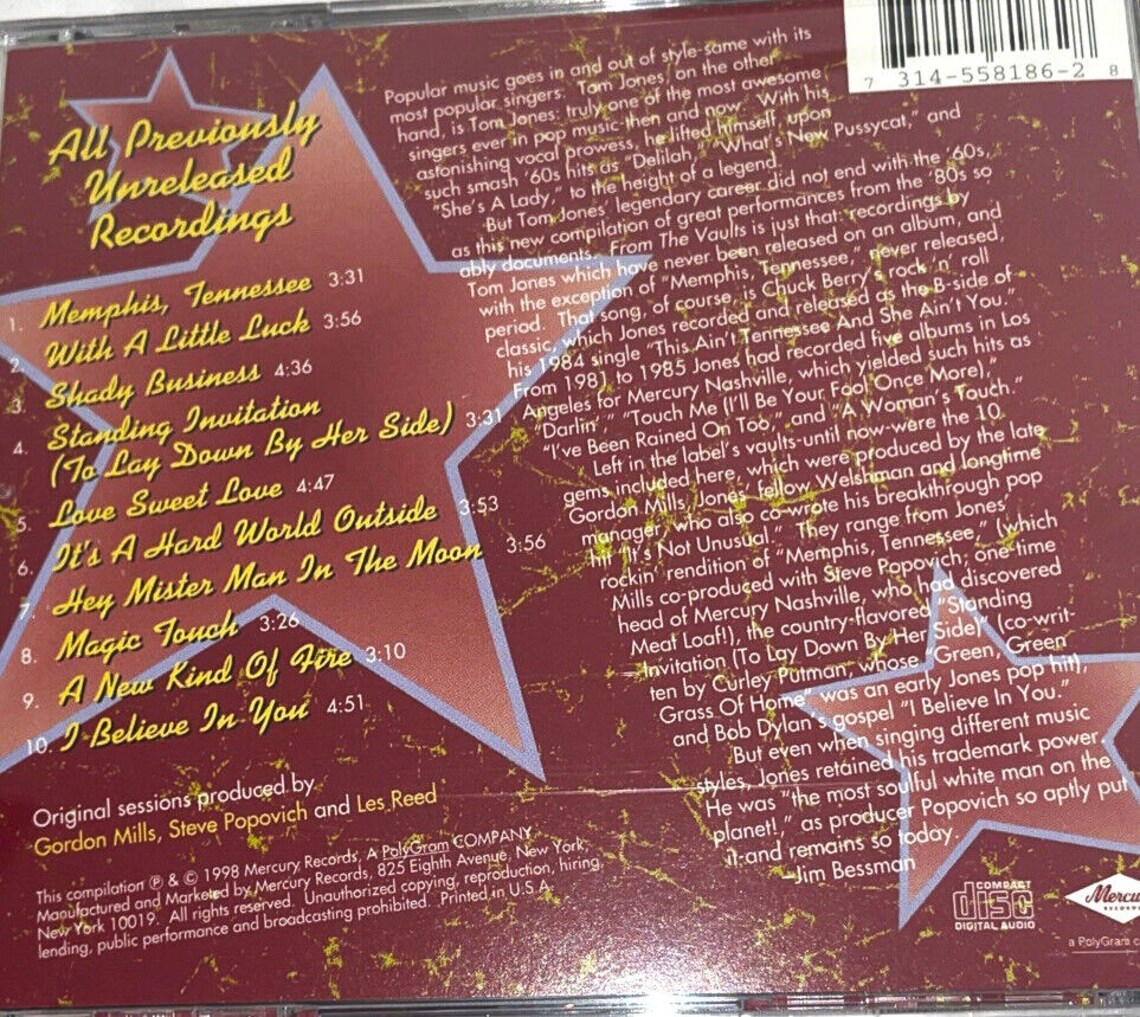 TOM JONES From the Vaults unreleased Recordings EX. Condition - Etsy