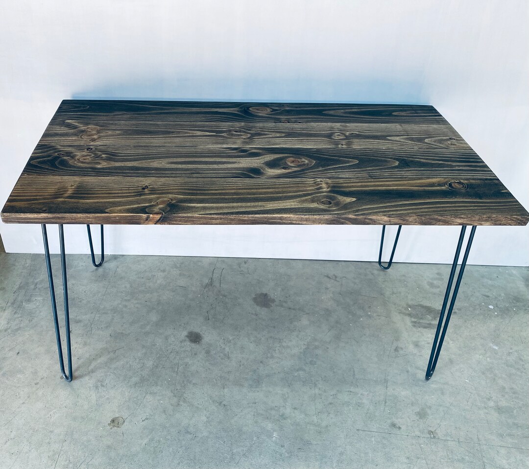 Dining Table Hotaka Straight Edge Hairpin Iron Legs Handmade With ...