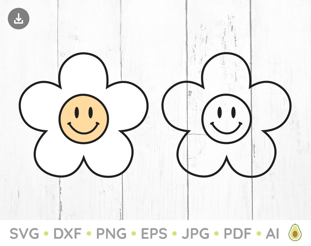 Retro Daisy Smiley Face Svg Daisy SVG Flower Smiley Face - Etsy