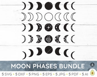 Moon Phase Svg Bundle Its Just a Phase Svg Mystic Celestial - Etsy