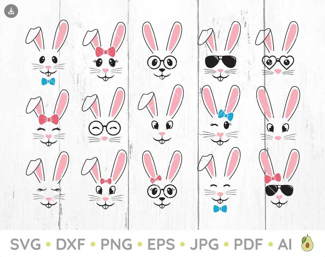 Bunny Faces Svg, Easter Bunny Svg, Bunny Face Png, Bunny Clipart ...