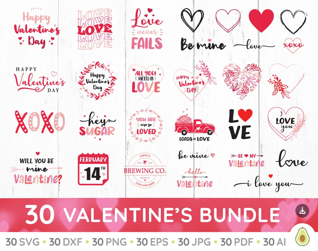 Valentines Svg Bundle, Valentines Day Svg, Happy Valentine Svg ...