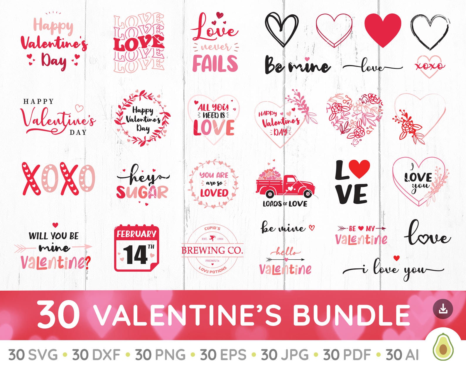 Valentines Svg Bundle Valentines Day Svg Happy Valentine - Etsy