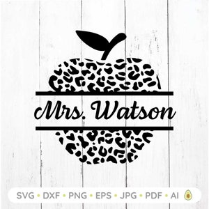 Apple Name Frame SVG, Cheetah Apple SVG, Teacher SVG, Back to School ...