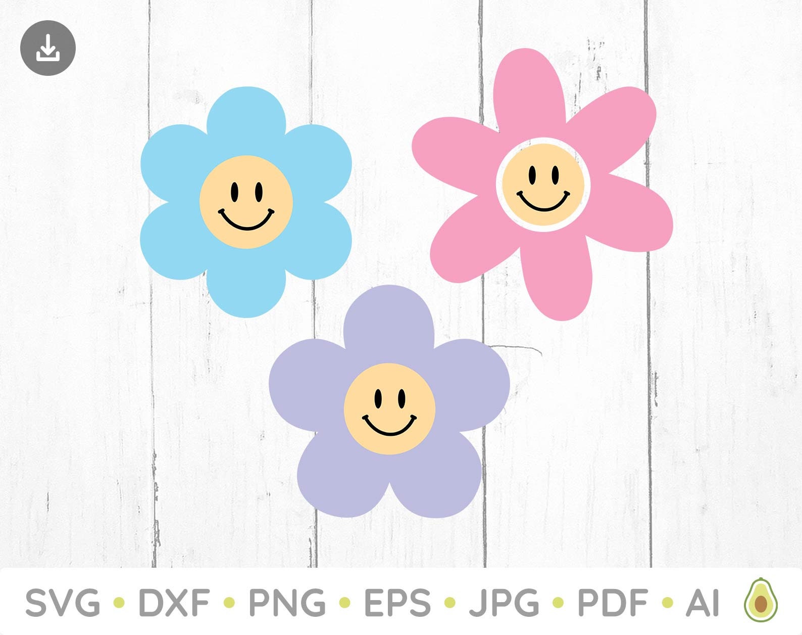 Flower Smiley Face Svg Retro Smiley Face Svg Happy Face Svg - Etsy ...