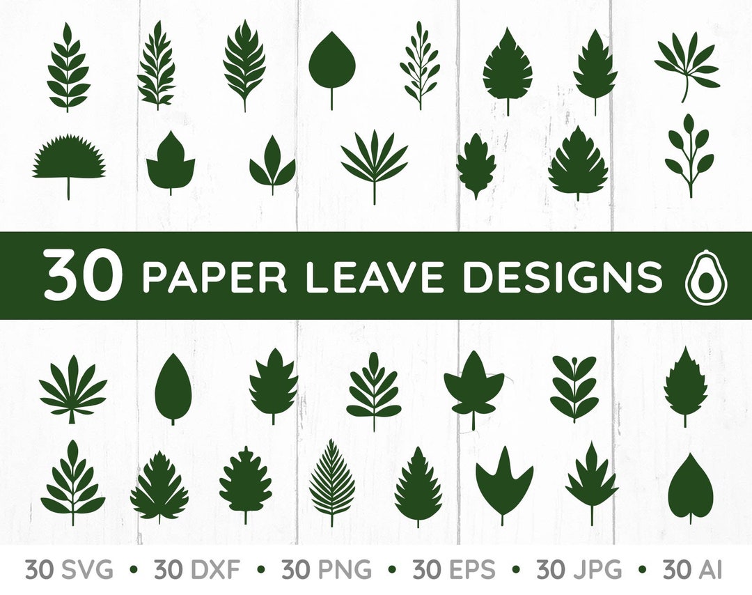 Paper Leaves SVG, Cut Files for Cricut, Leaf Templates, Silhouette ...