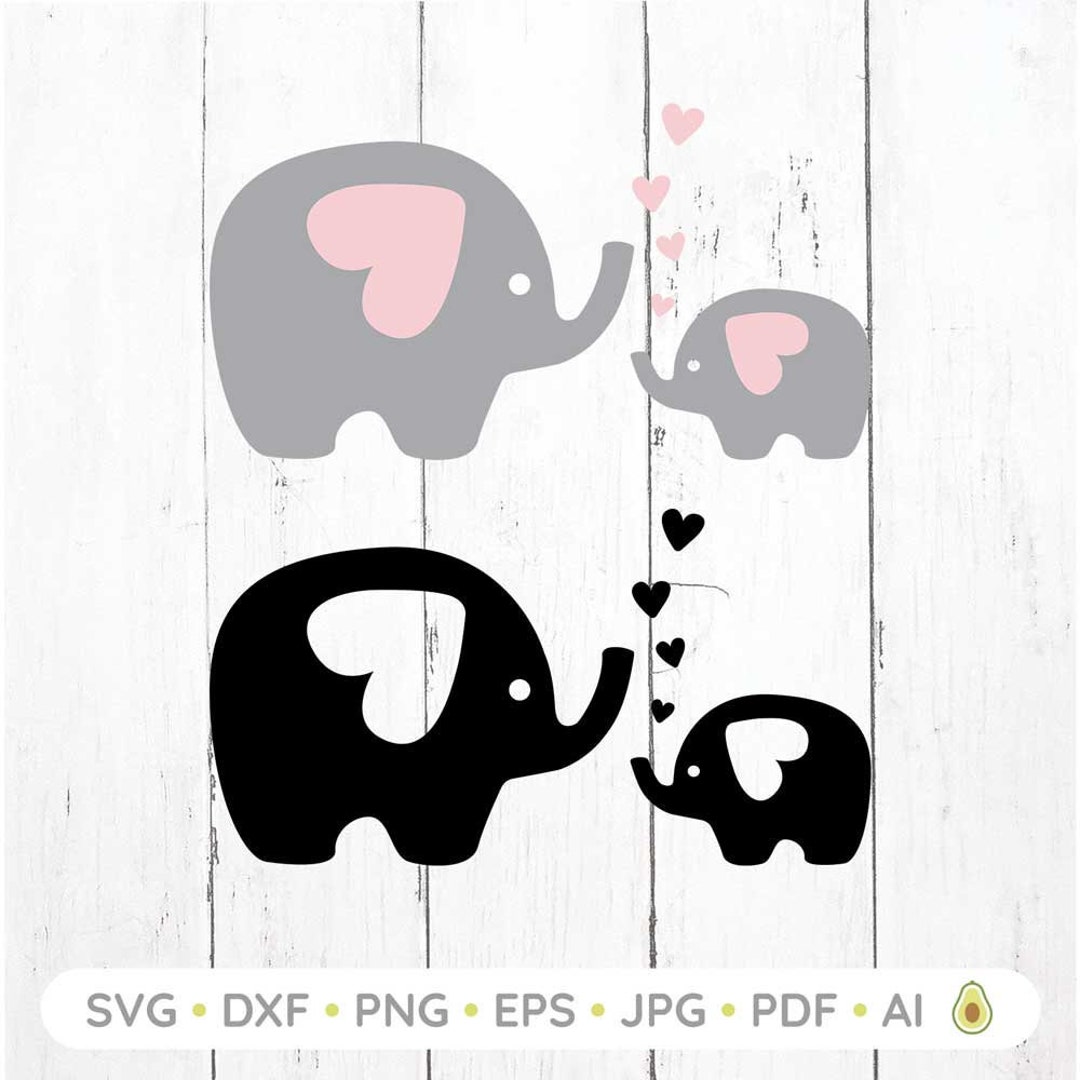 Mother and Baby Elephant Svg, Baby Shower Cut File, Cute Elephant, Mom ...
