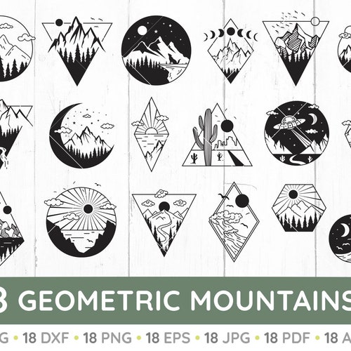 Mountain SVG Bundle Hand Drawn Geometric Mountain SVG - Etsy